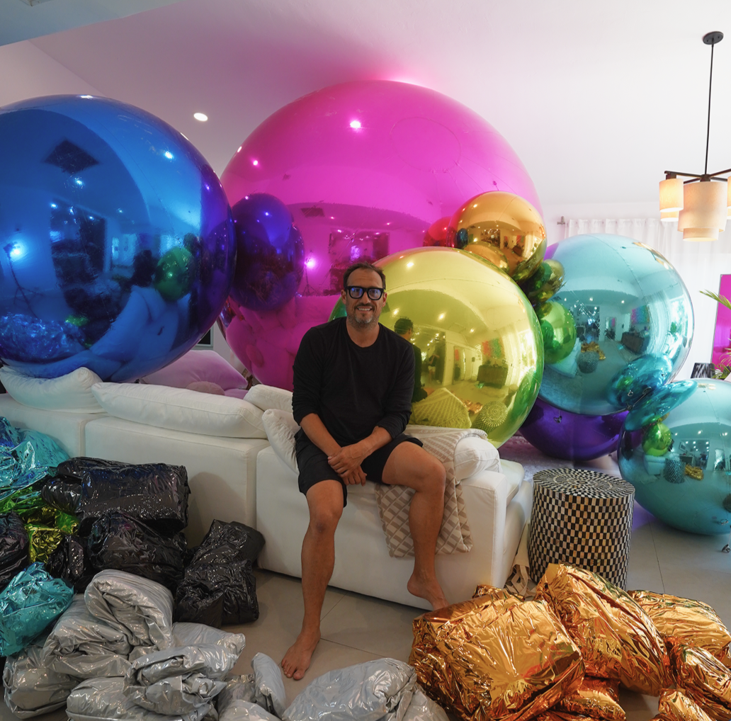 Big Shiny Chrome Inflatable Ball - Durable, Reusable, Hooks for Attachment