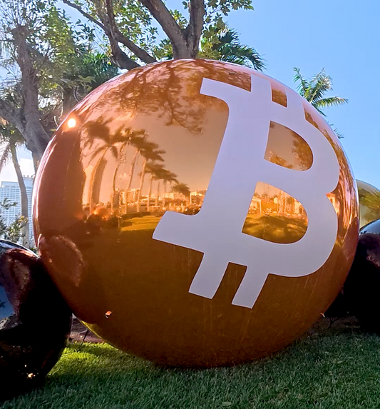 Big Shiny Chrome Inflatable Ball - Durable, Reusable, Hooks for Attachment